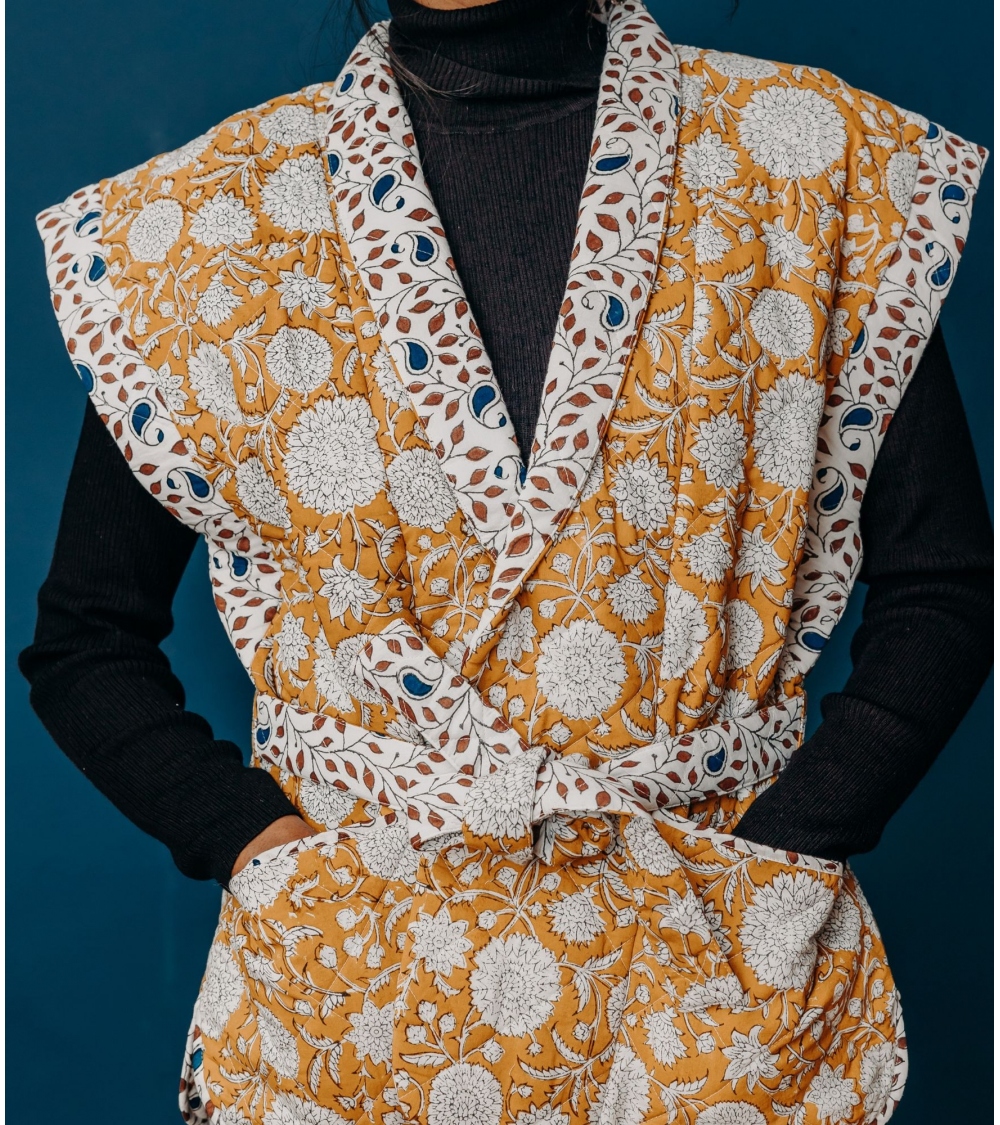 Floral jacket size S/M - Surya mustard yellow | Jamini