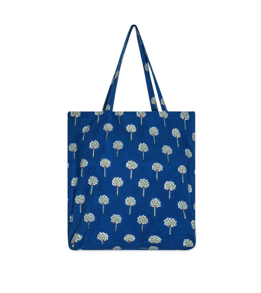 Tote bag en coton imprimé main, Cabas de Courses Rani