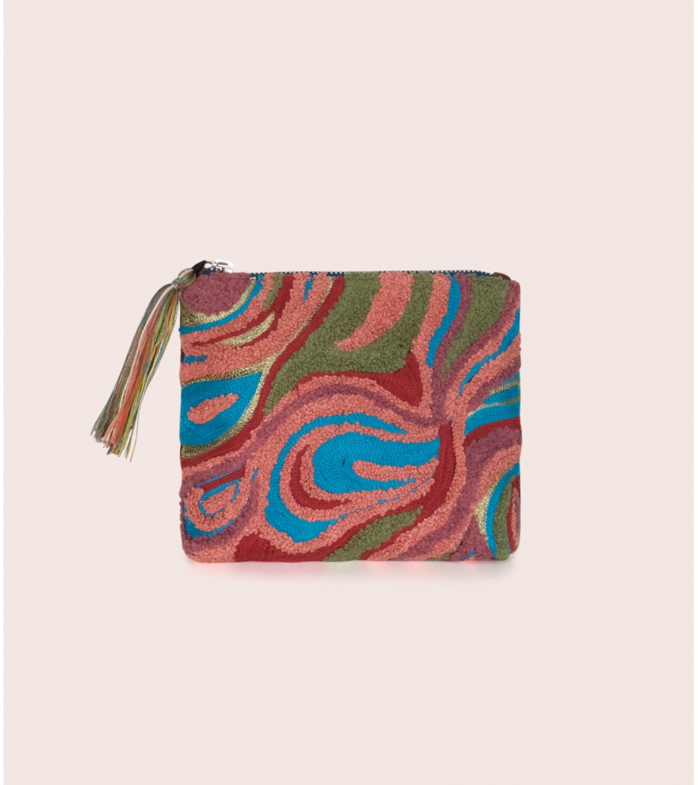 Zari - Hand-embroidered cotton velvet pouch