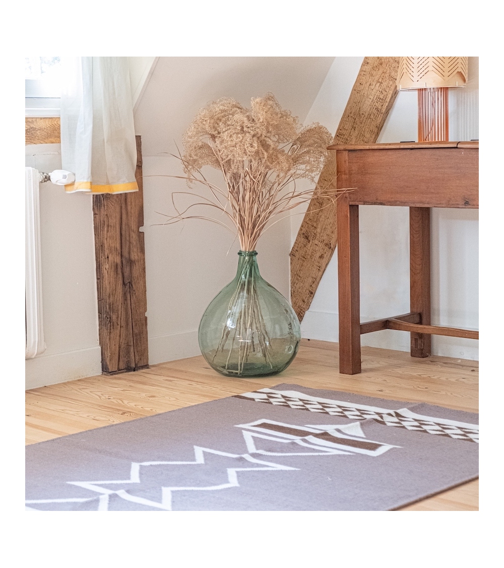 Wool rug, Kutch hand-woven graphic rug