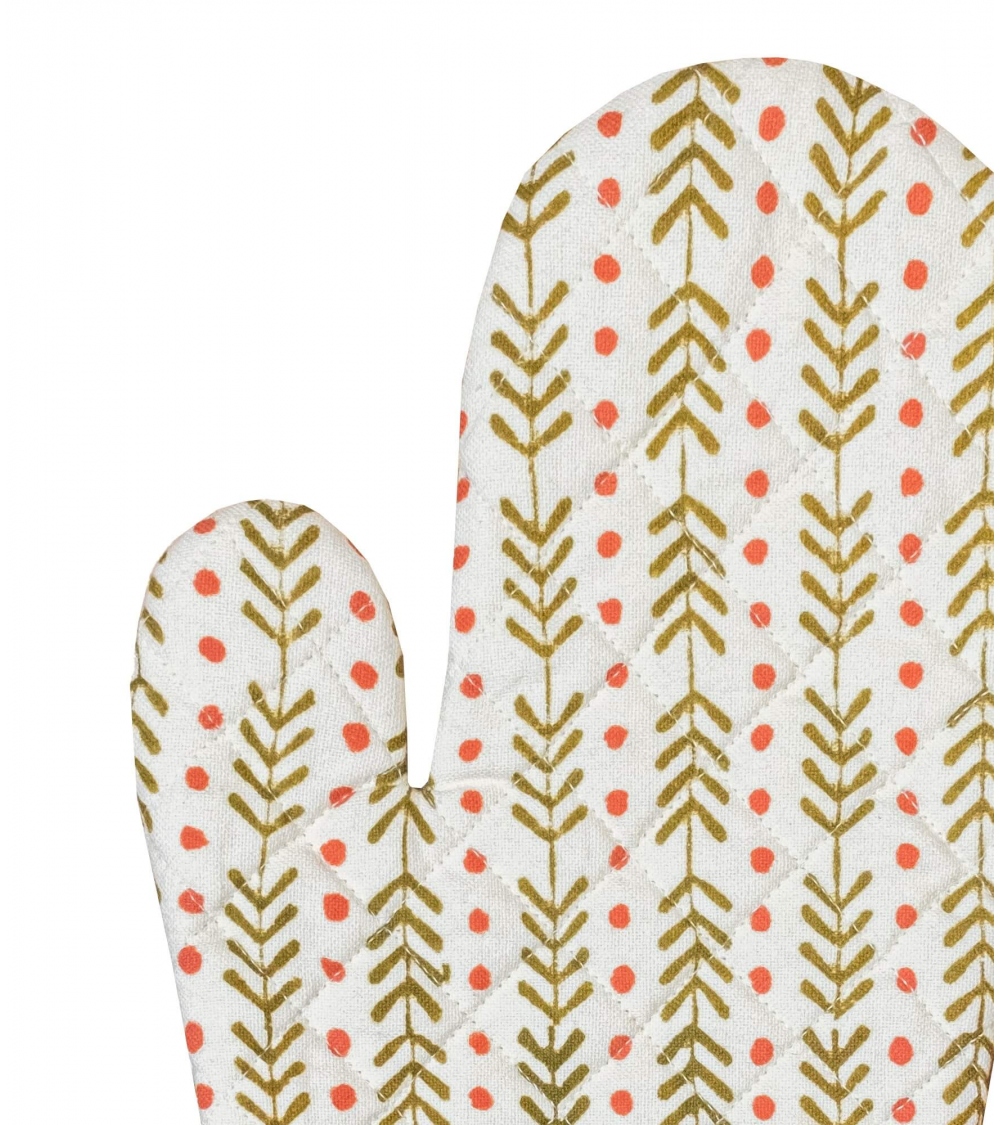Thea olive - flowery kitchen glove 6x13 inches | Jamini